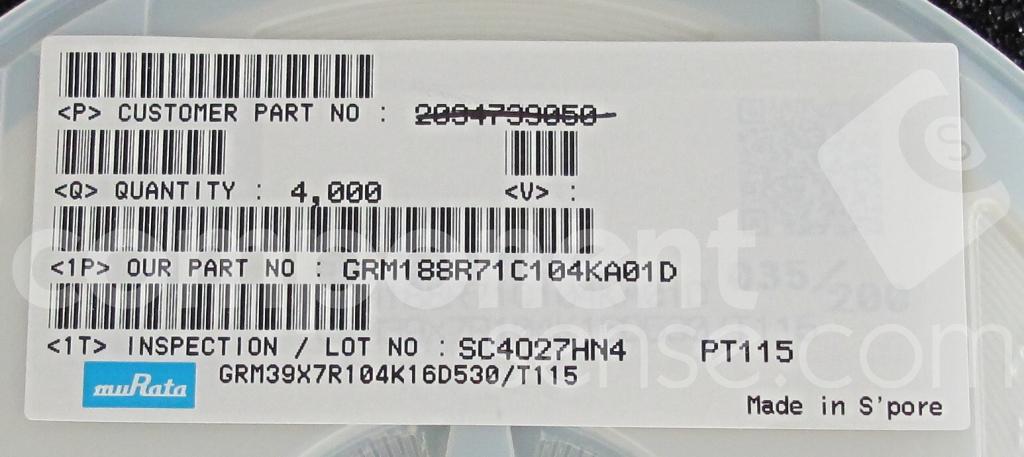GRM188R71C104KA01D Murata | Component Sense
