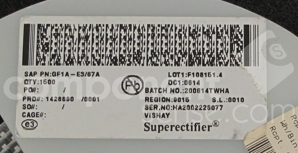GF1A-E3/67A Vishay Intertechnology, Inc. | Component Sense