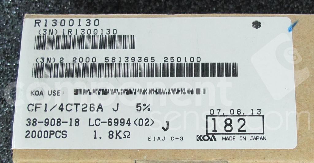MFS1/4DCT26AJ1.8K KOA Speer Electronics, Inc. | Component Sense