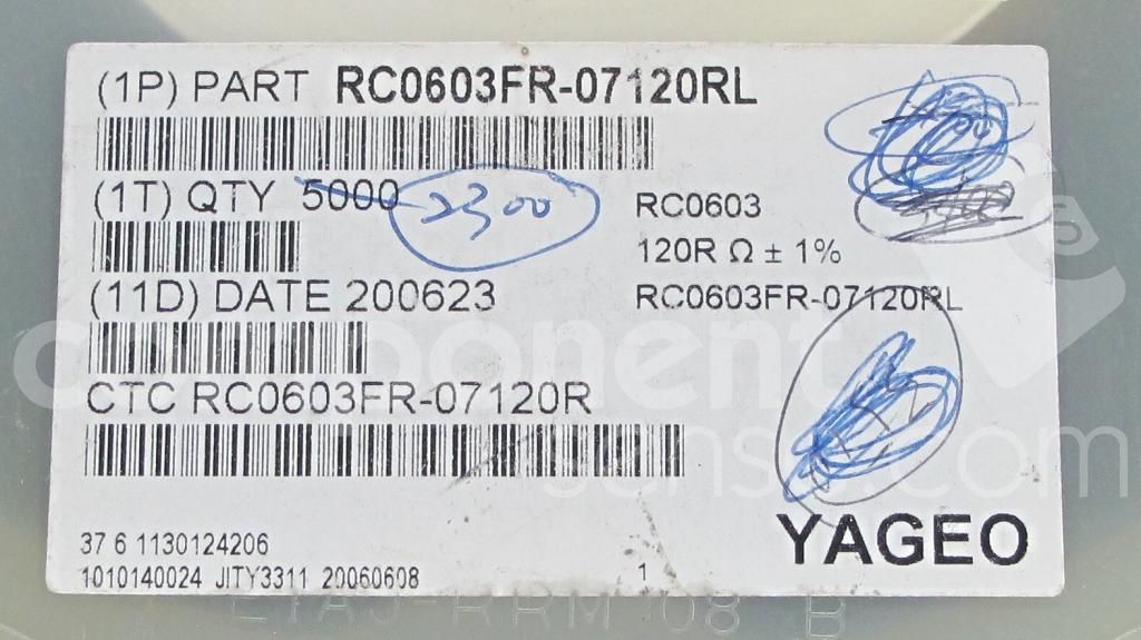 RC0603FR-07120RL Yageo Phycomp, Unknown, Yageo | Component Sense