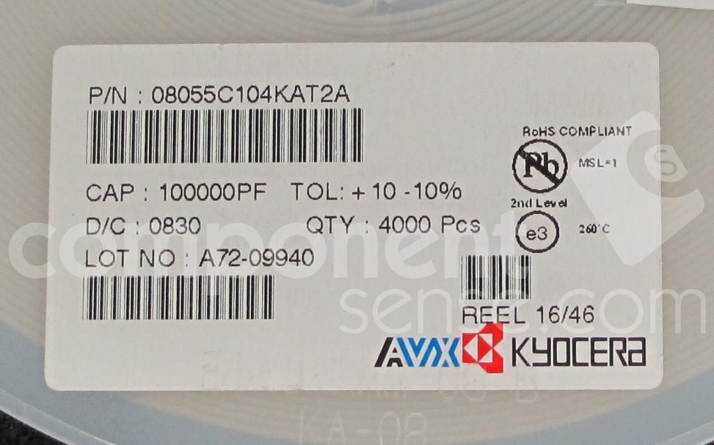 08055C104KAT2A AVX Kyocera Corporation, AVX Corporation, Unknown ...