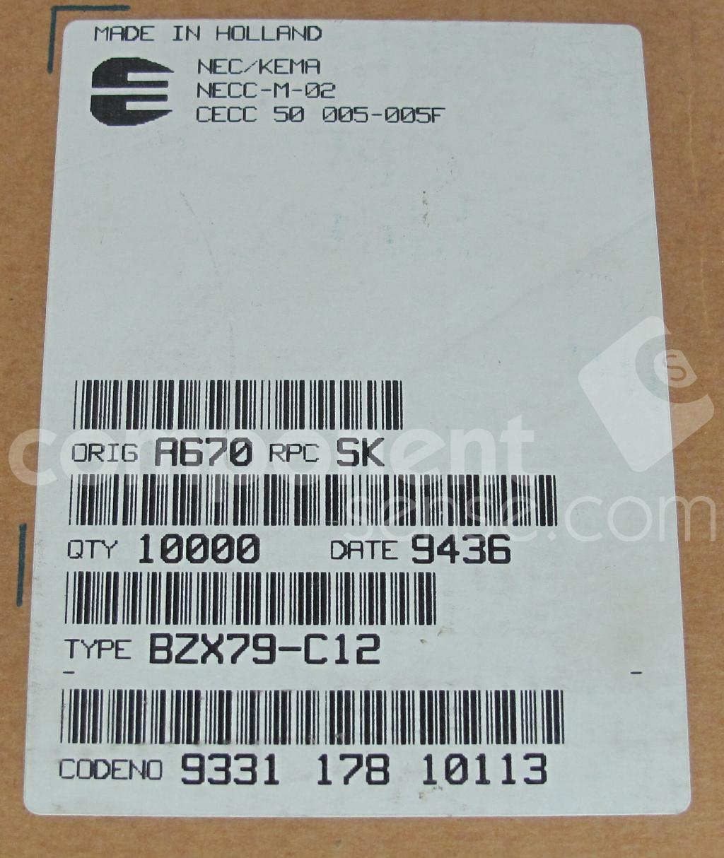 BZX79-C12 Philips, NXP Semiconductors | Component Sense