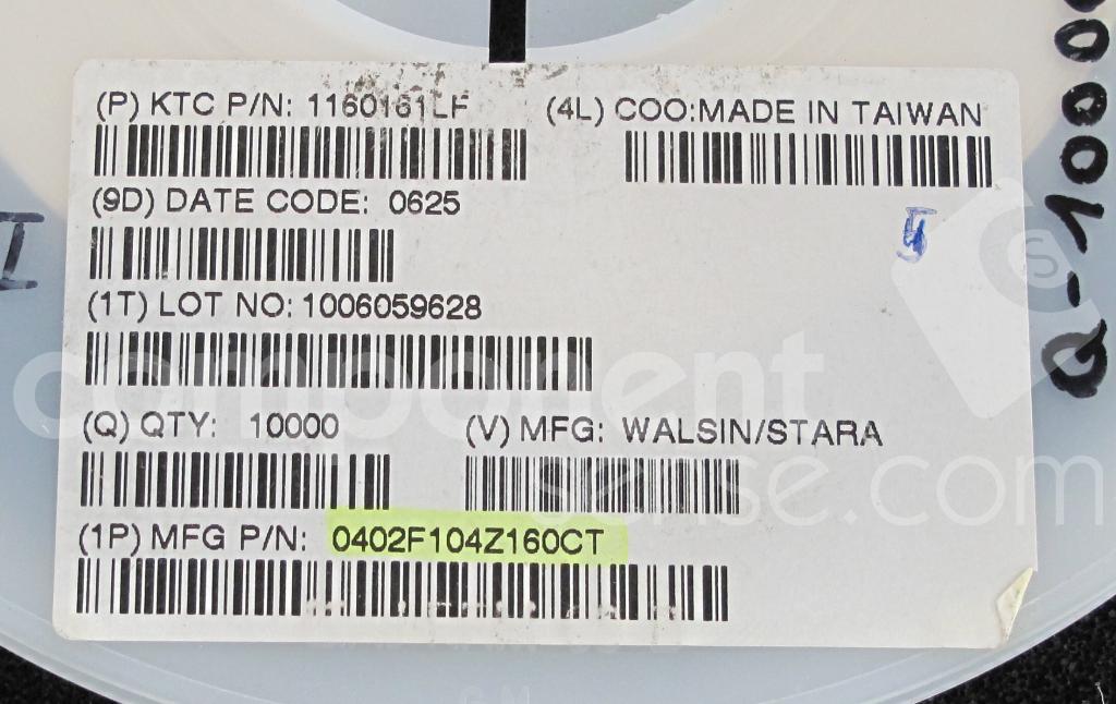 0402F104Z160CT Walsin Technology | Component Sense