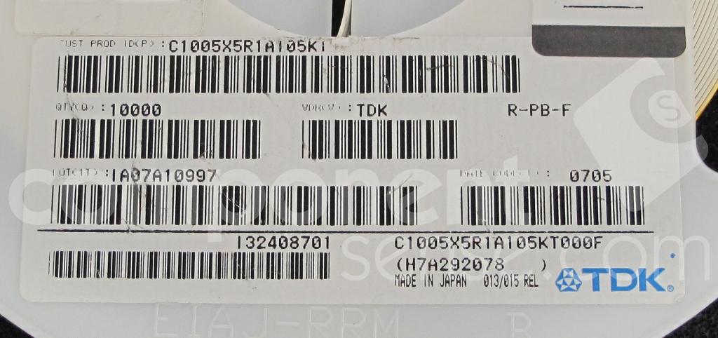 C1005X5R1A105KT TDK | Component Sense