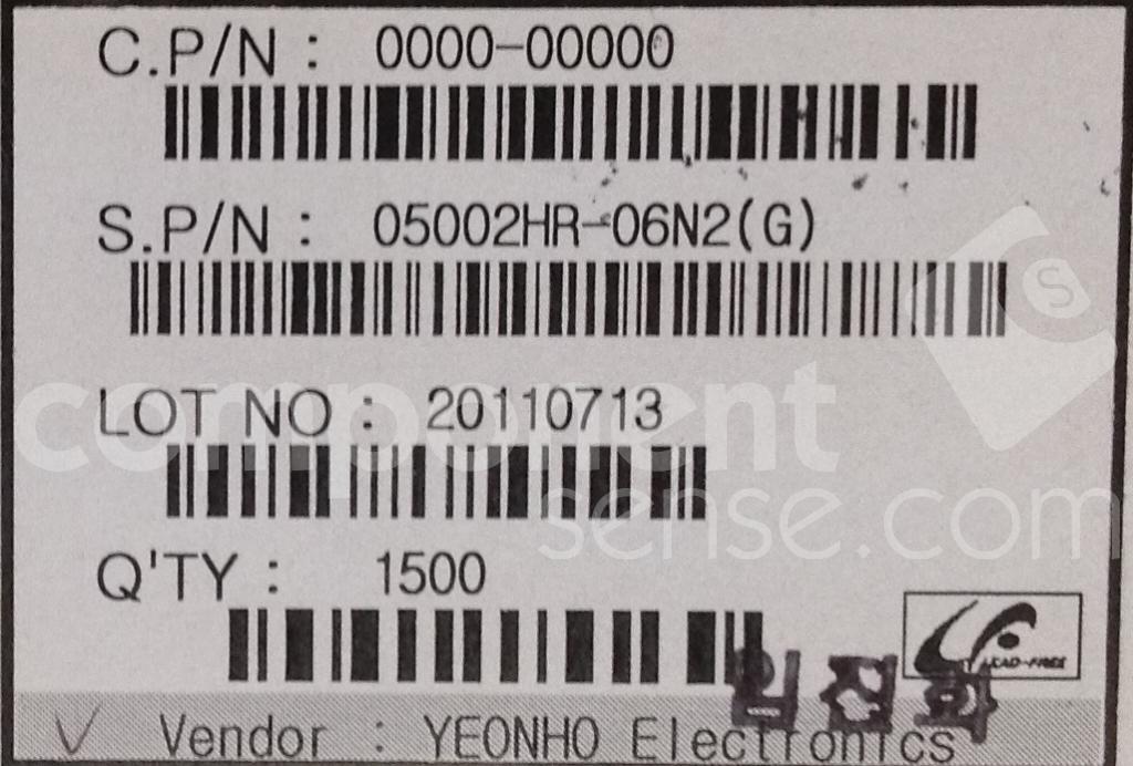 05002HR-06N2(G) Yeonho Electronics | Component Sense