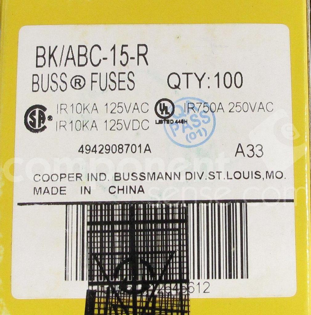 BK/ABC-15-R Cooper Bussmann (Bussmann) | Component Sense