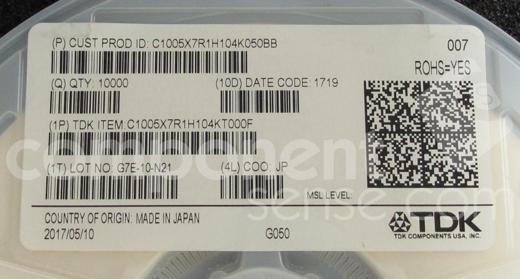 C1005X7R1H104K050BB TDK | Component Sense
