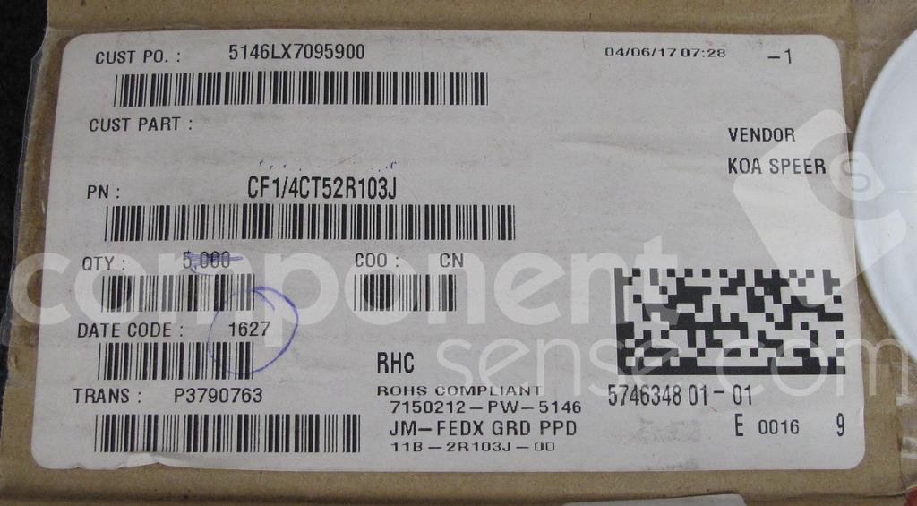 CF1/4CT52R103J KOA CORPORATION | Component Sense