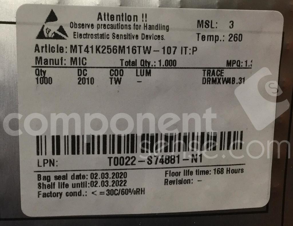 MT41K256M16TW-107 IT:P Micron, Micron Technology, Unknown | Component Sense