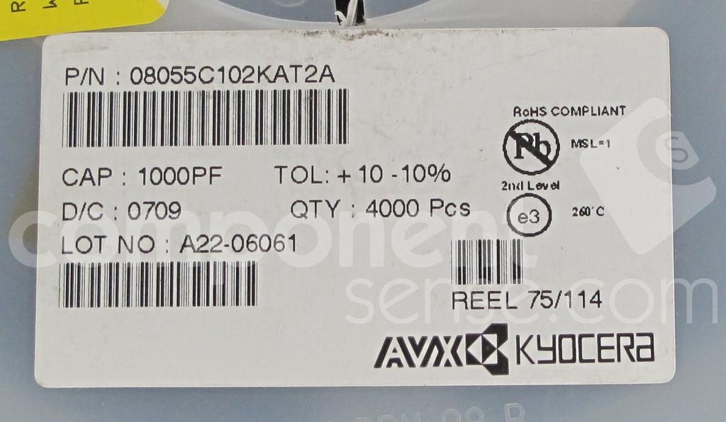 08055C102KAT2A AVX Kyocera Corporation | Component Sense
