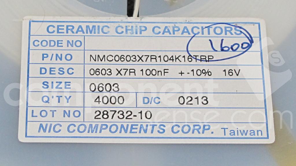 NMC0603X7R104K16TRP NIC Components Corp. | Component Sense